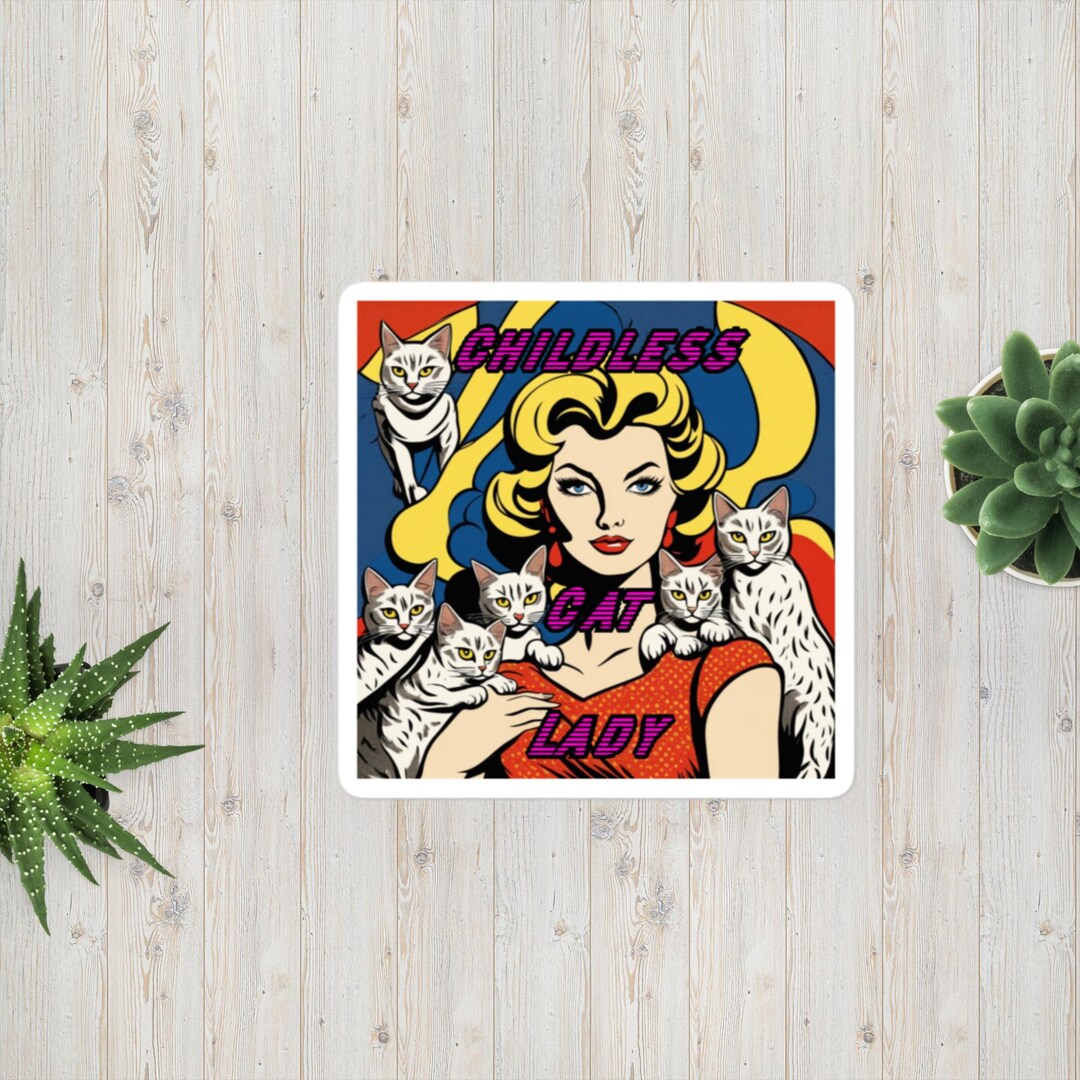 Retro Childless Cat Lady Sticker - Etsy