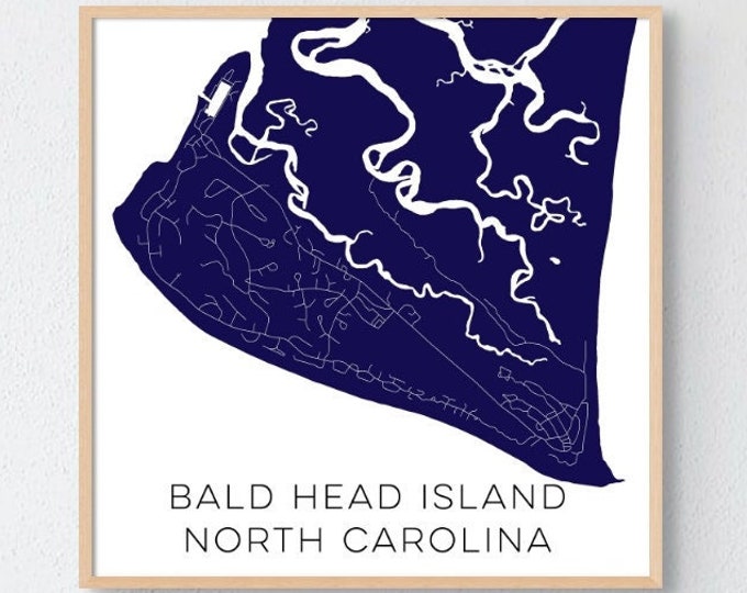 Bald Head Island, North Carolina NC Wall Art Map Watercolor Print 5x7 ...