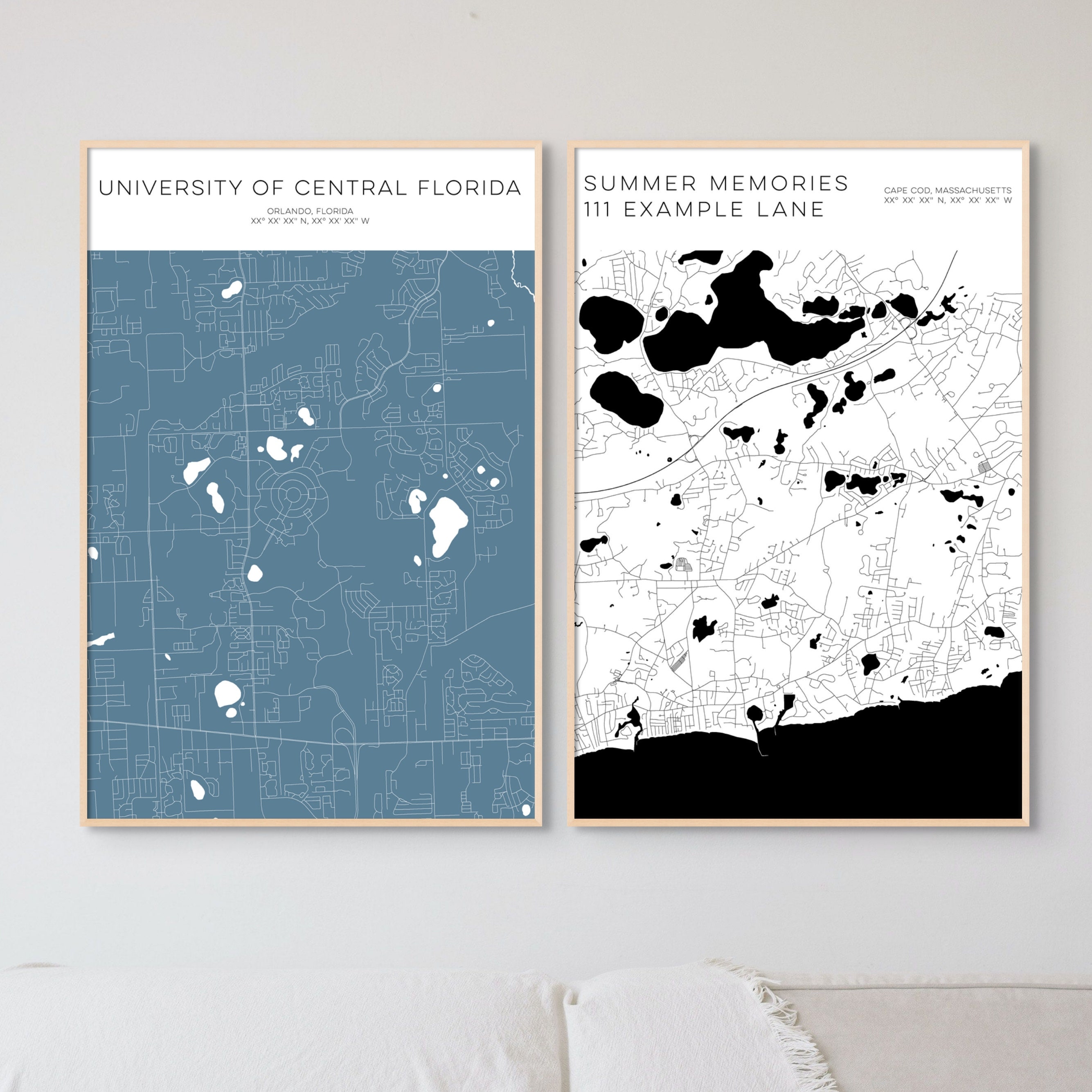 Custom Map for Any Location, Custom Map, Unframed Personalized Map ...
