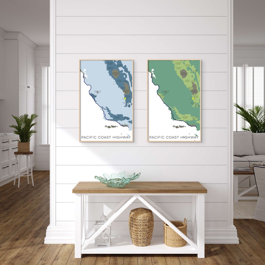 Pacific Coast Highway Route Map Poster or Canvas - Etsy