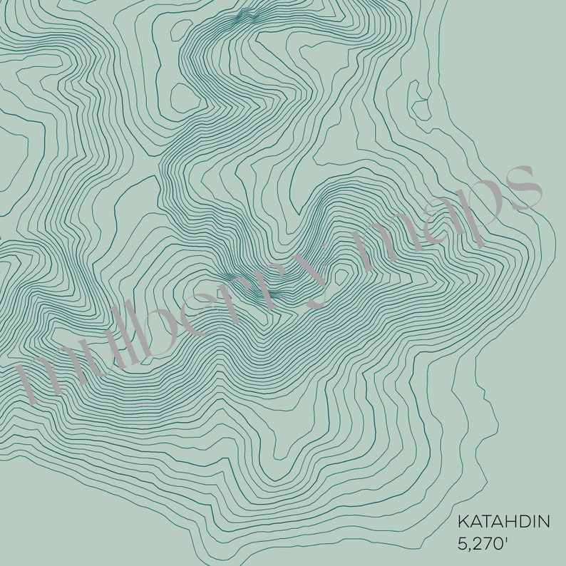 Mount Katahdin Maine Topographic Map Canvas, Katahdin ME Topographic ...