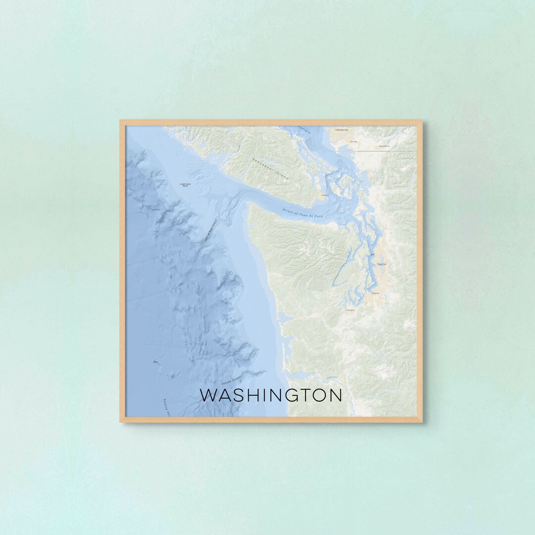 Washington Coast Map Poster or Canvas - Etsy