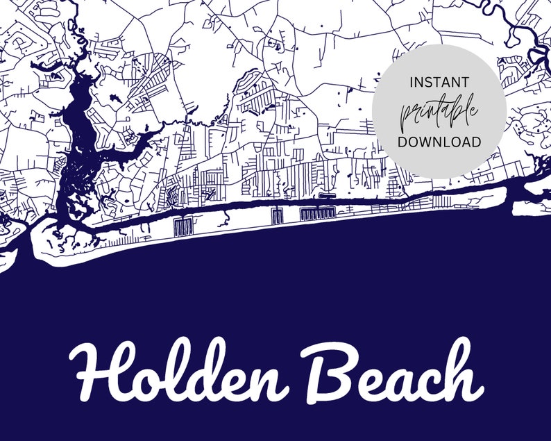 Holden Beach North Carolina Map Immediate Digital Download - Etsy