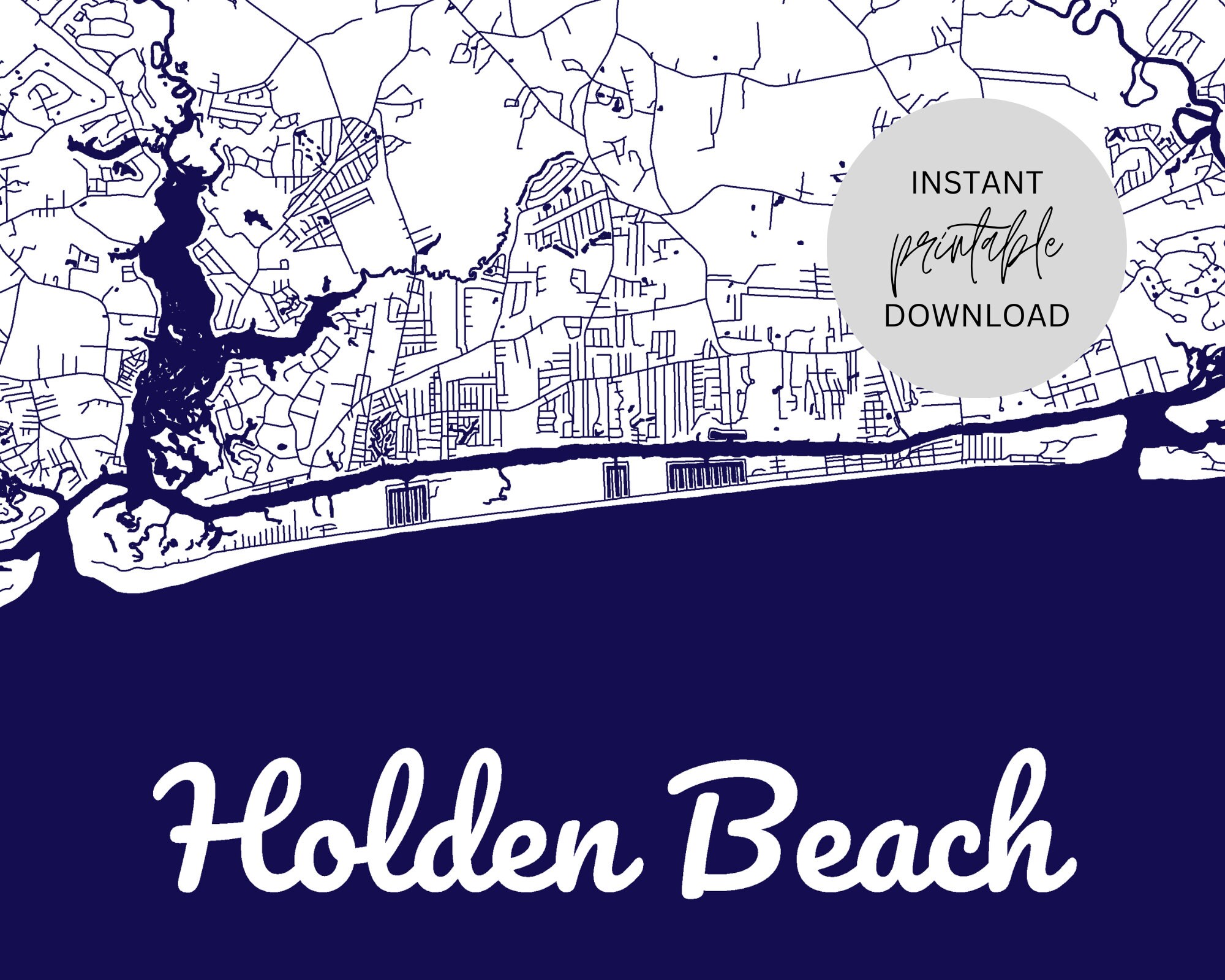 Holden Beach North Carolina Map Immediate Digital Download - Etsy