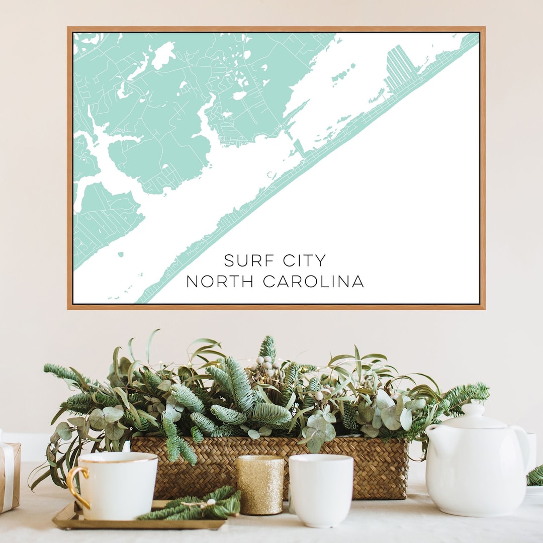 Surf City North Carolina Custom Map, Unframed Surf City NC Map, Surf ...