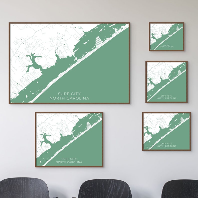 Surf City North Carolina Map Immediate Digital Download - Etsy