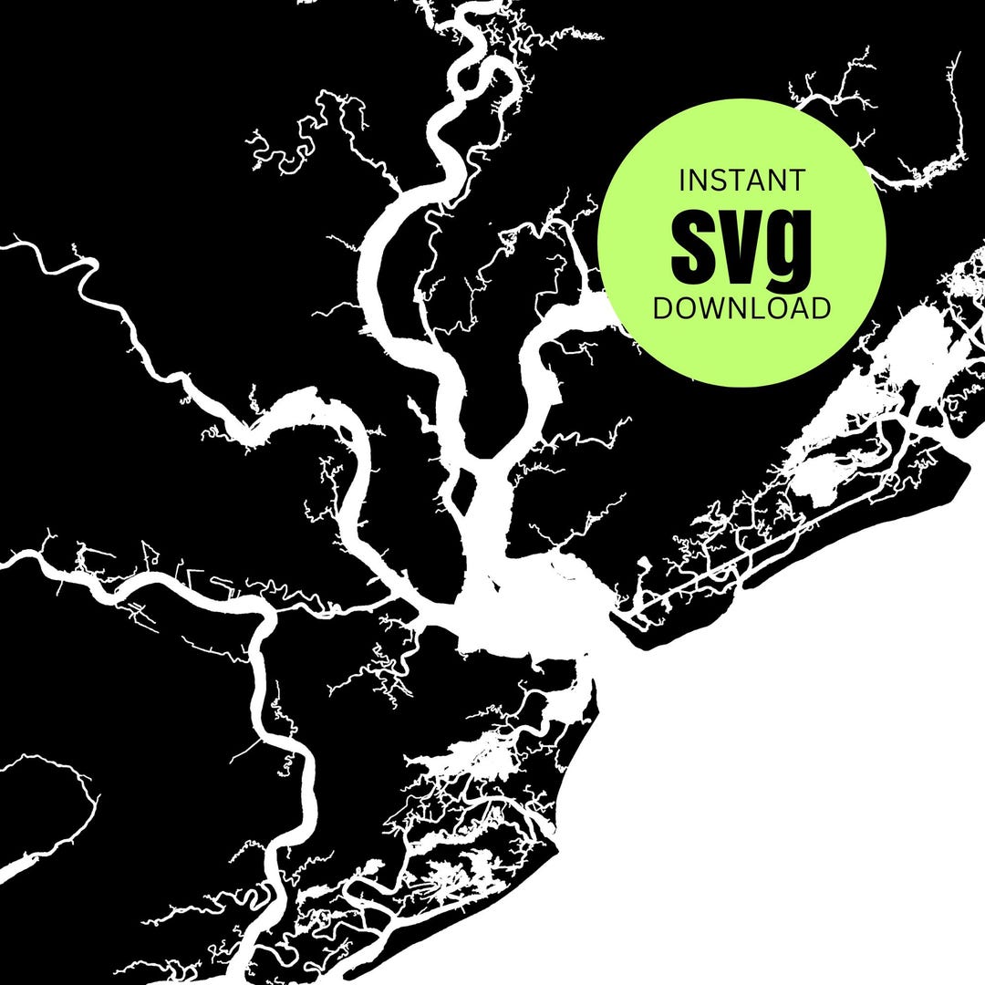Charleston South Carolina Map SVG Vector File - Etsy