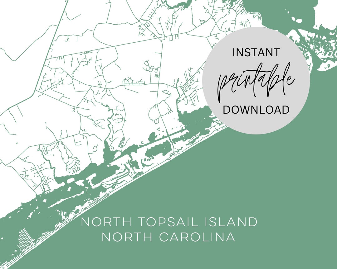 North Topsail Island North Carolina Map Immediate Digital Download - Etsy