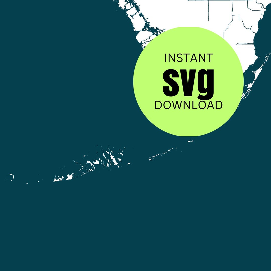 Florida Keys Map SVG Vector File - Etsy