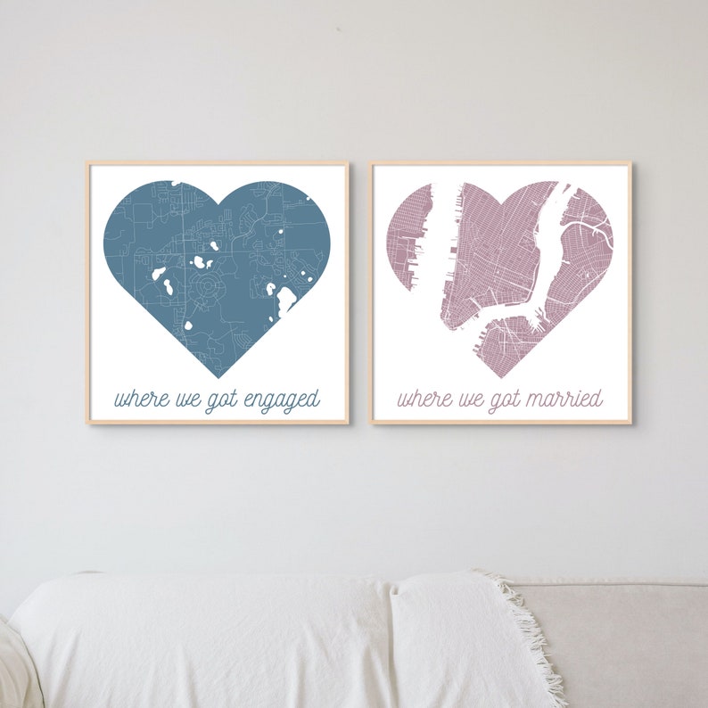 Heart Shaped Map for Any Location - Etsy