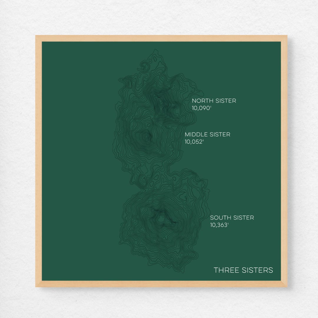 Three Sisters Oregon Topographic Map Poster or Canvas - Etsy
