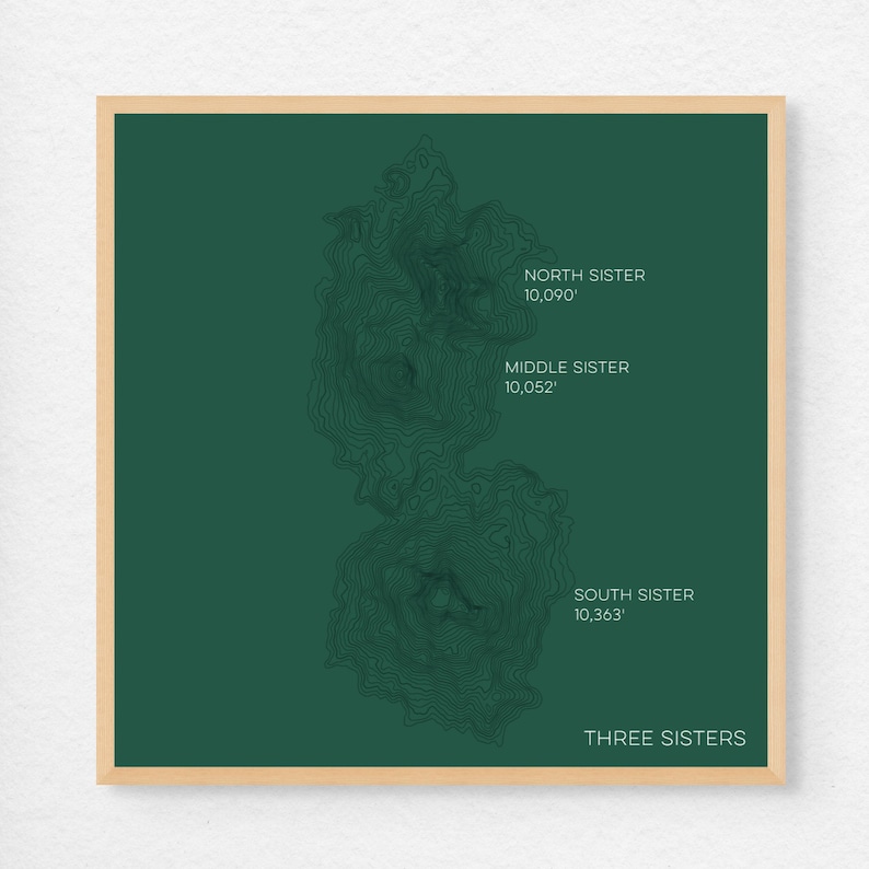 Three Sisters Oregon Topographic Map Poster or Canvas - Etsy