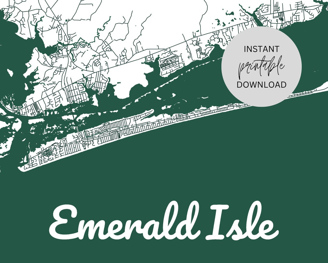 Emerald Isle North Carolina Map Immediate Digital Download - Etsy