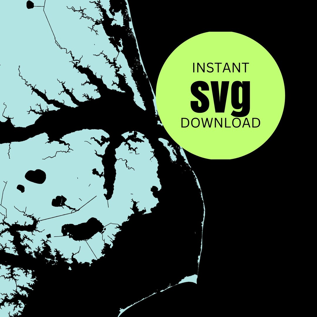 Outer Banks North Carolina Map SVG Vector File - Etsy