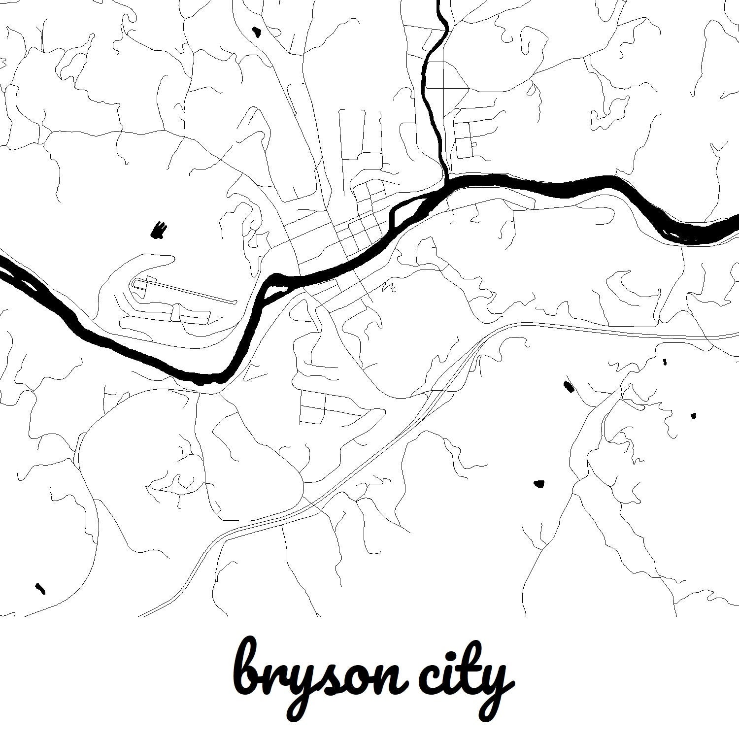 Bryson City North Carolina Custom Map Bryson City Map Bryson - Etsy