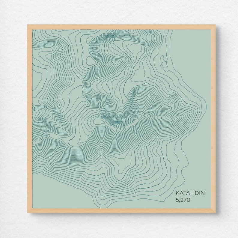 Mount Katahdin Maine Topographic Map Canvas, Katahdin ME Topographic ...