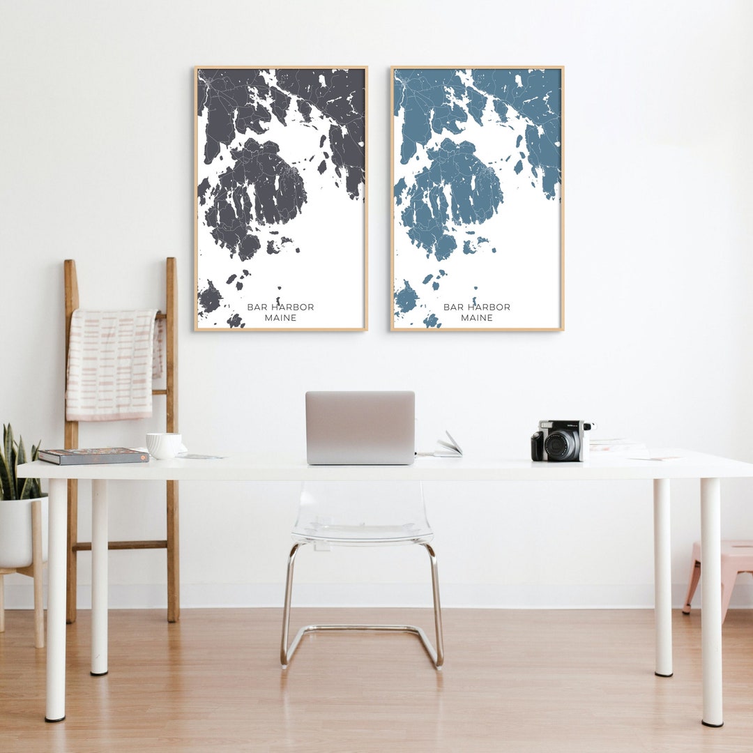 Bar Harbor Maine Custom Map Poster or Canvas - Etsy