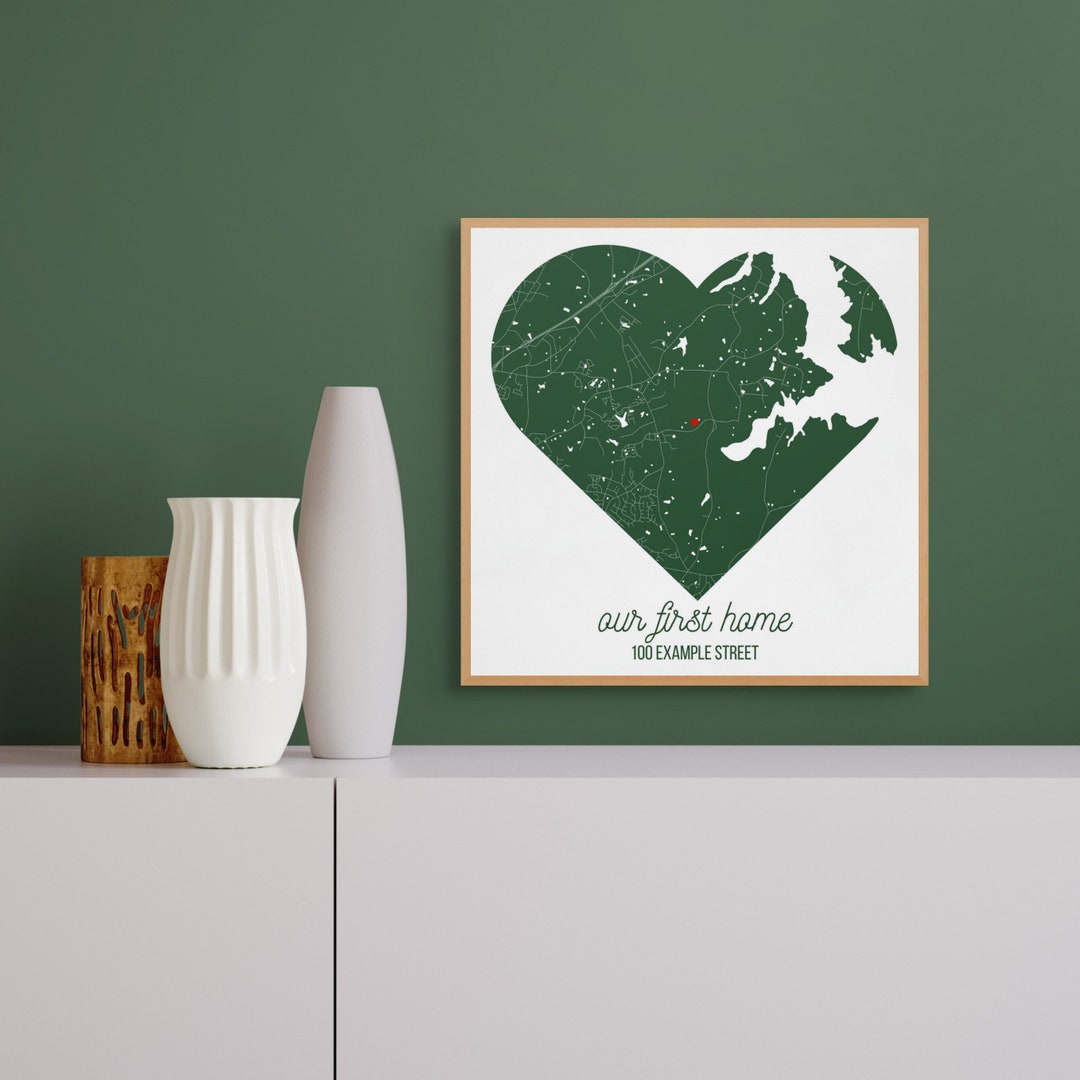 Heart Shaped Map for Any Location - Etsy