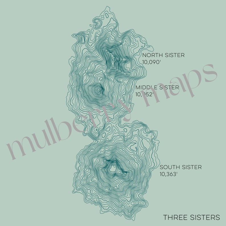Three Sisters Oregon Topographic Map Poster or Canvas - Etsy