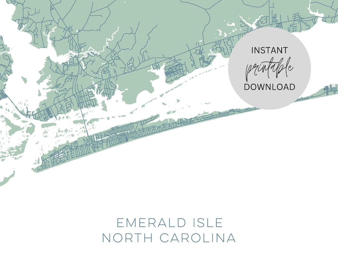 Emerald Isle North Carolina Map Immediate Digital Download - Etsy