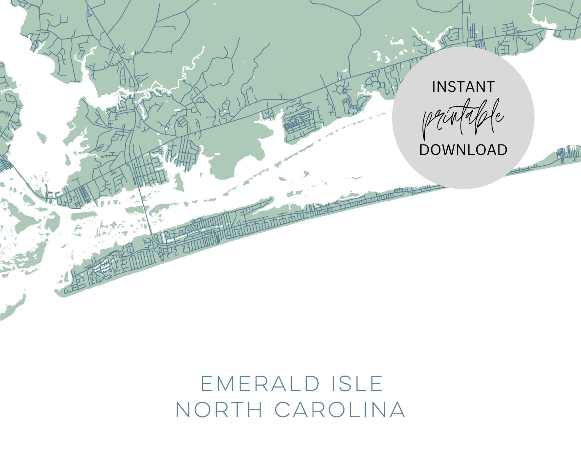 Emerald Isle North Carolina Map Immediate Digital Download - Etsy