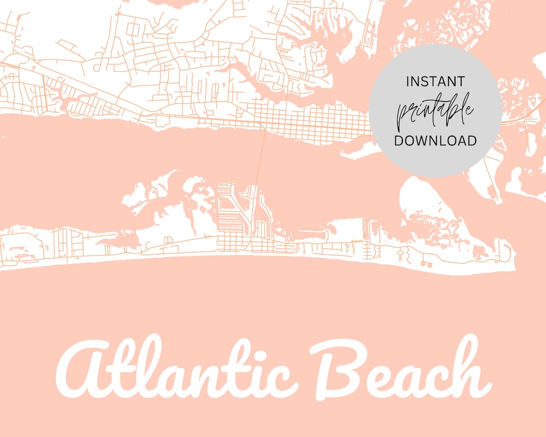 Atlantic Beach North Carolina Map Immediate Digital Download - Etsy