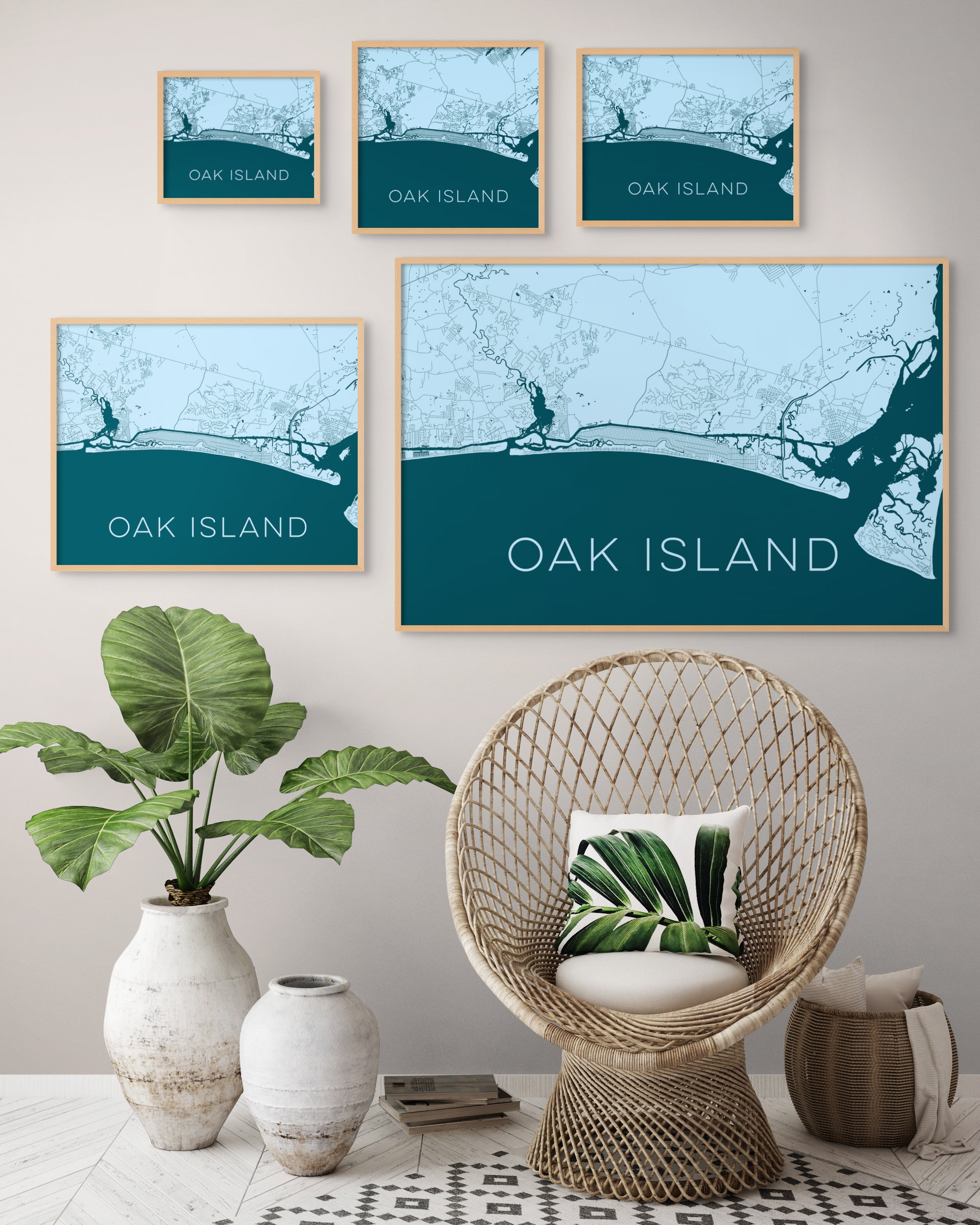 Oak Island North Carolina Map Immediate Digital Download, Oak Island NC ...