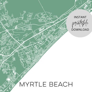 Myrtle Beach South Carolina Map Immediate Digital Download - Etsy