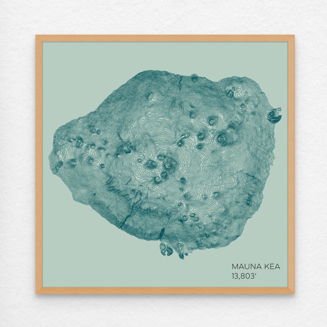 Mauna Kea Hawaii Topographic Map Poster or Canvas - Etsy