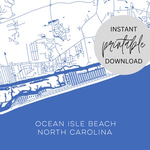 Ocean Isle Beach North Carolina Map Immediate Digital Download - Etsy