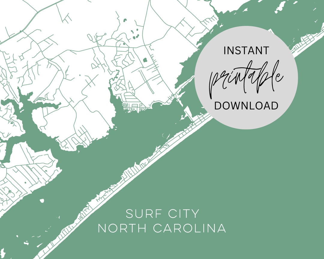 Surf City North Carolina Map Immediate Digital Download - Etsy