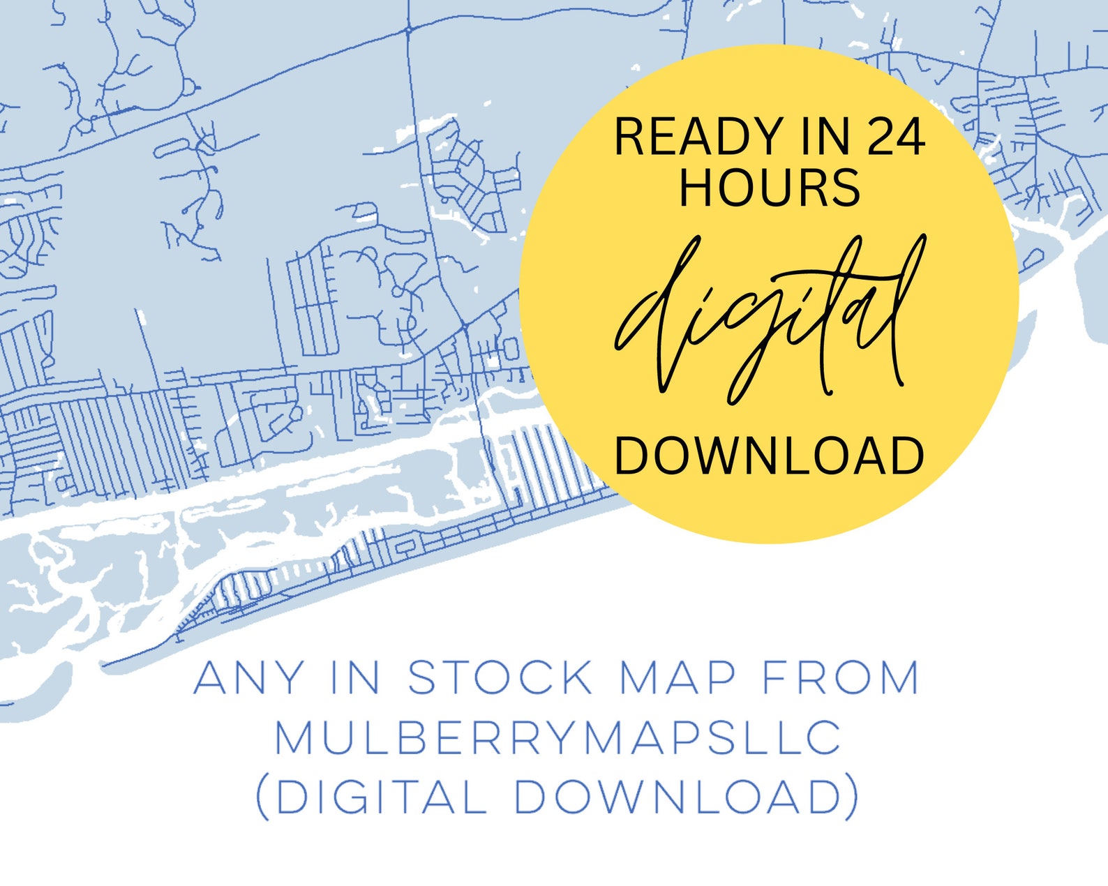 Custom Digital Download Map for Any Location by Mulberry Maps Within 24 ...