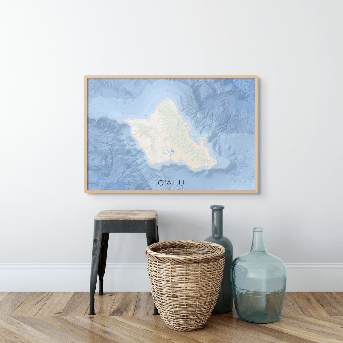 Oahu Hawaii Topographic Map Poster or Canvas - Etsy