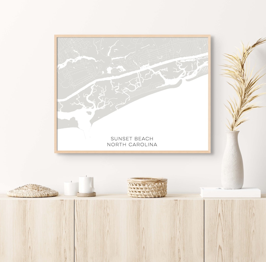 Sunset Beach North Carolina Custom Map Poster or Canvas - Etsy