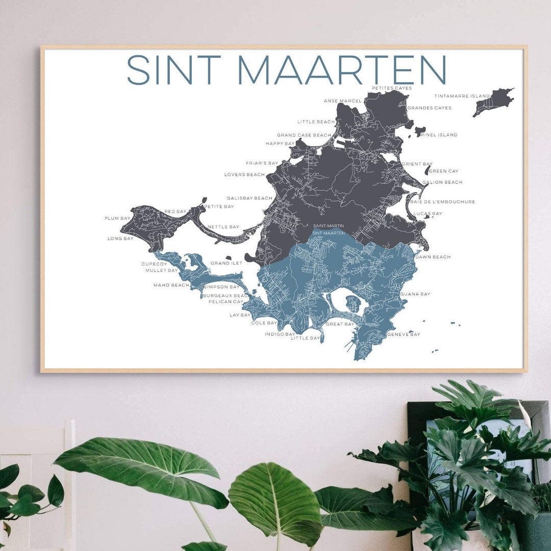 Custom St Maarten Map Art Print or Canvas - Etsy