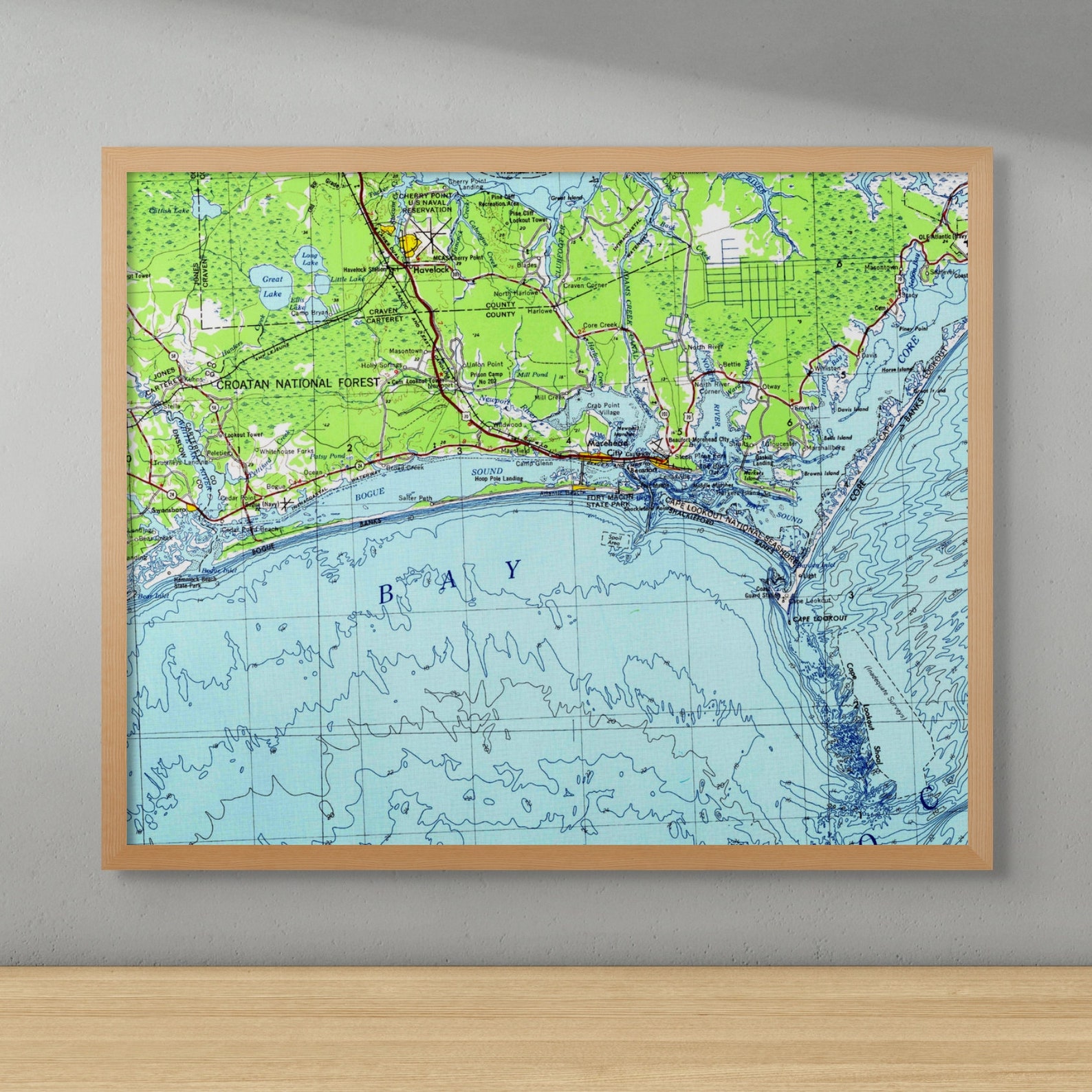 Vintage Crystal Coast North Carolina Map Immediate Digital Download - Etsy