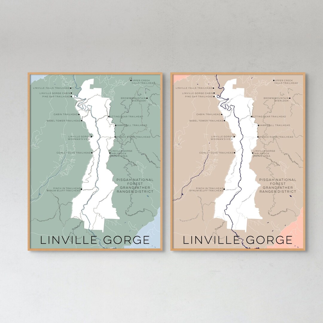 Linville Gorge North Carolina Custom Map Poster or Canvas - Etsy