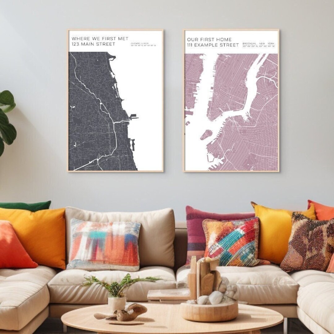 Custom Map for Any Location, Custom Map, Unframed Personalized Map ...