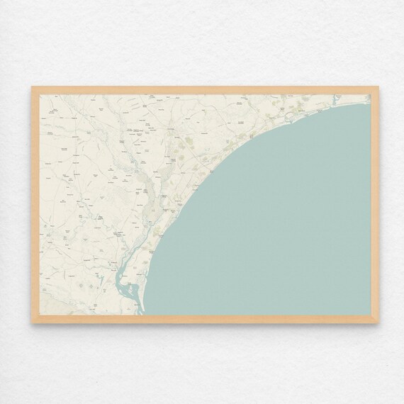 Map Of Grand Strand Myrtle Beach Grand Strand SC Map Print Art Decor