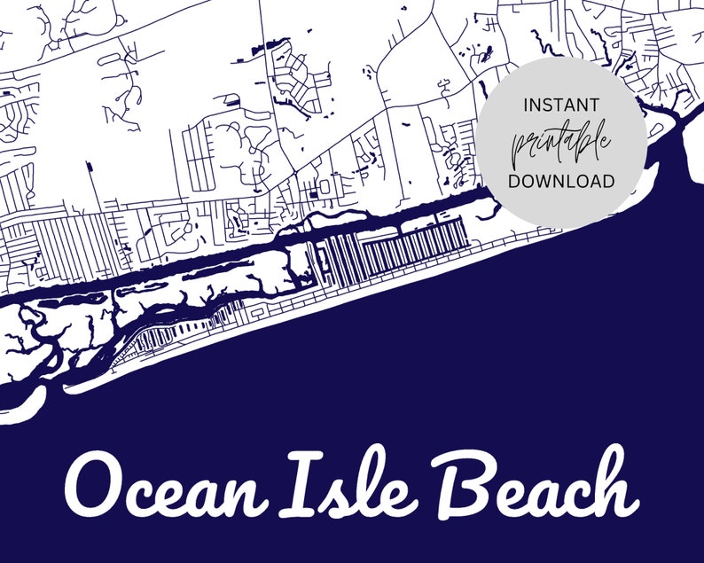 Ocean Isle Beach North Carolina Map Immediate Digital Download - Etsy