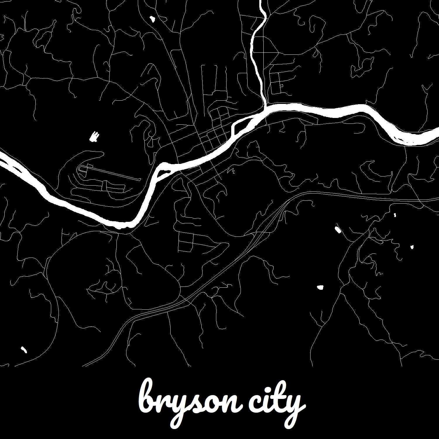 Bryson City North Carolina Custom Map Bryson City Map Bryson - Etsy