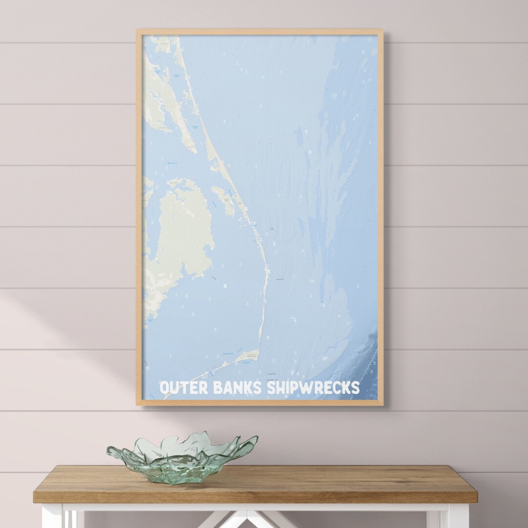 Outer Banks Shipwreck Map Poster or Canvas - Etsy