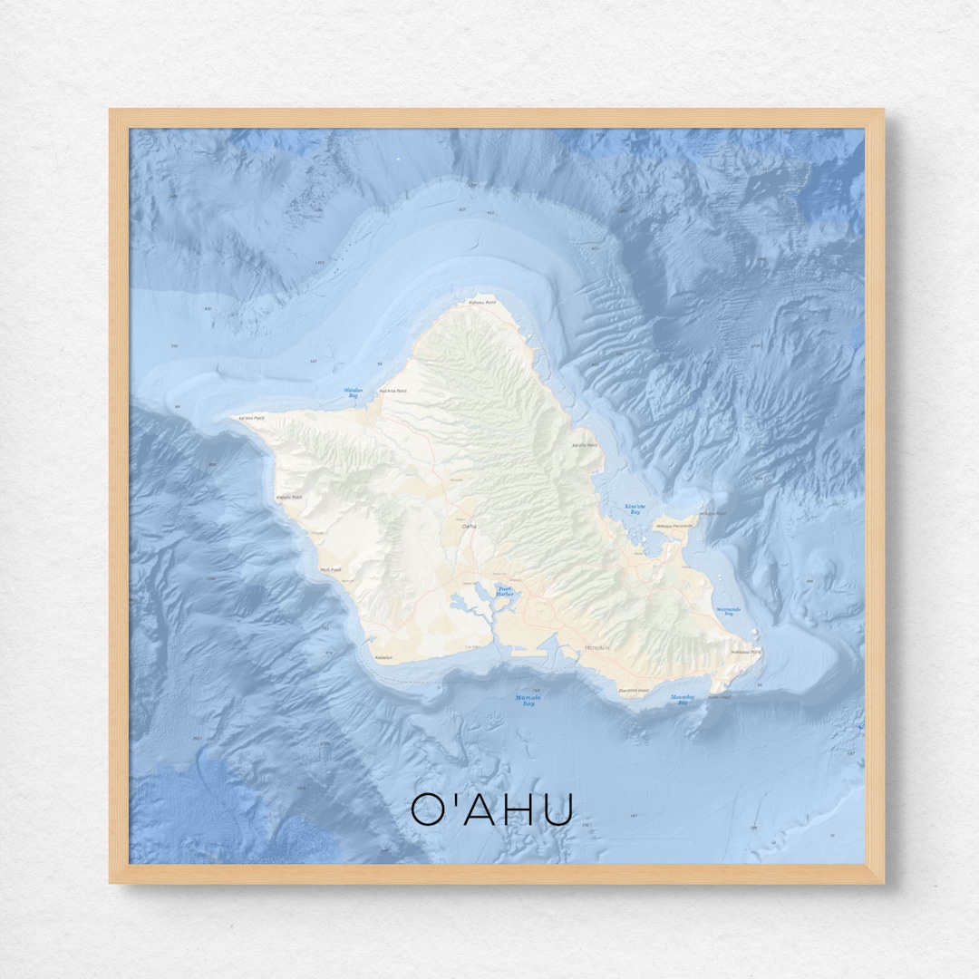 Oahu Hawaii Topographic Map Poster or Canvas - Etsy