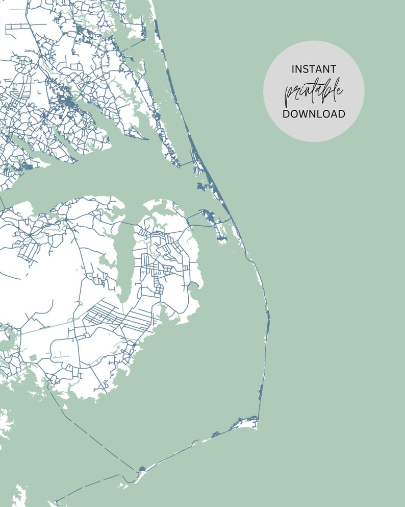 Outer Banks North Carolina Map Immediate Digital Download, Outer Banks ...