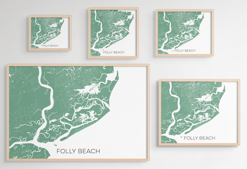 Folly Beach South Carolina Map Immediate Digital Download - Etsy