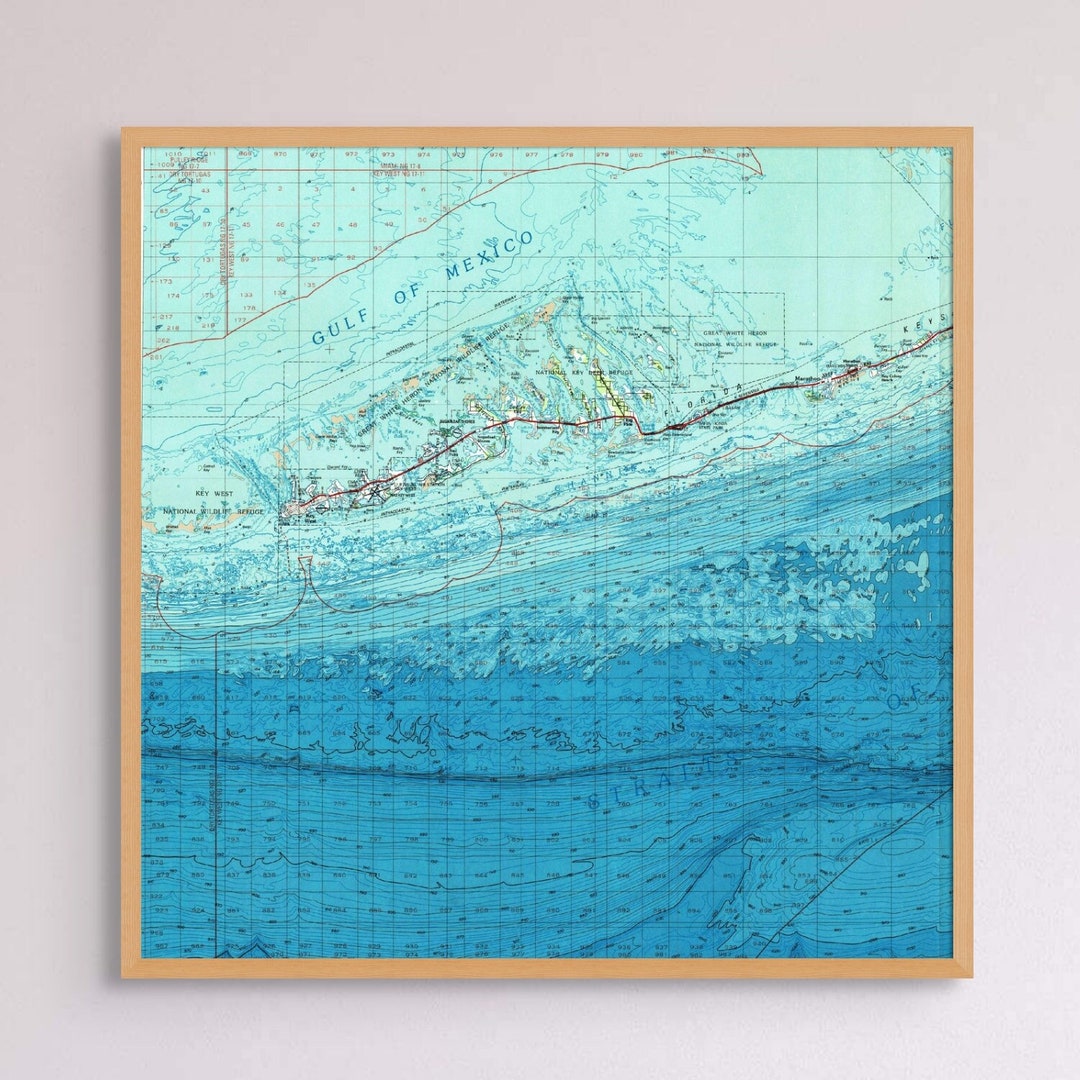 Florida Keys Vintage Map Poster or Canvas - Etsy