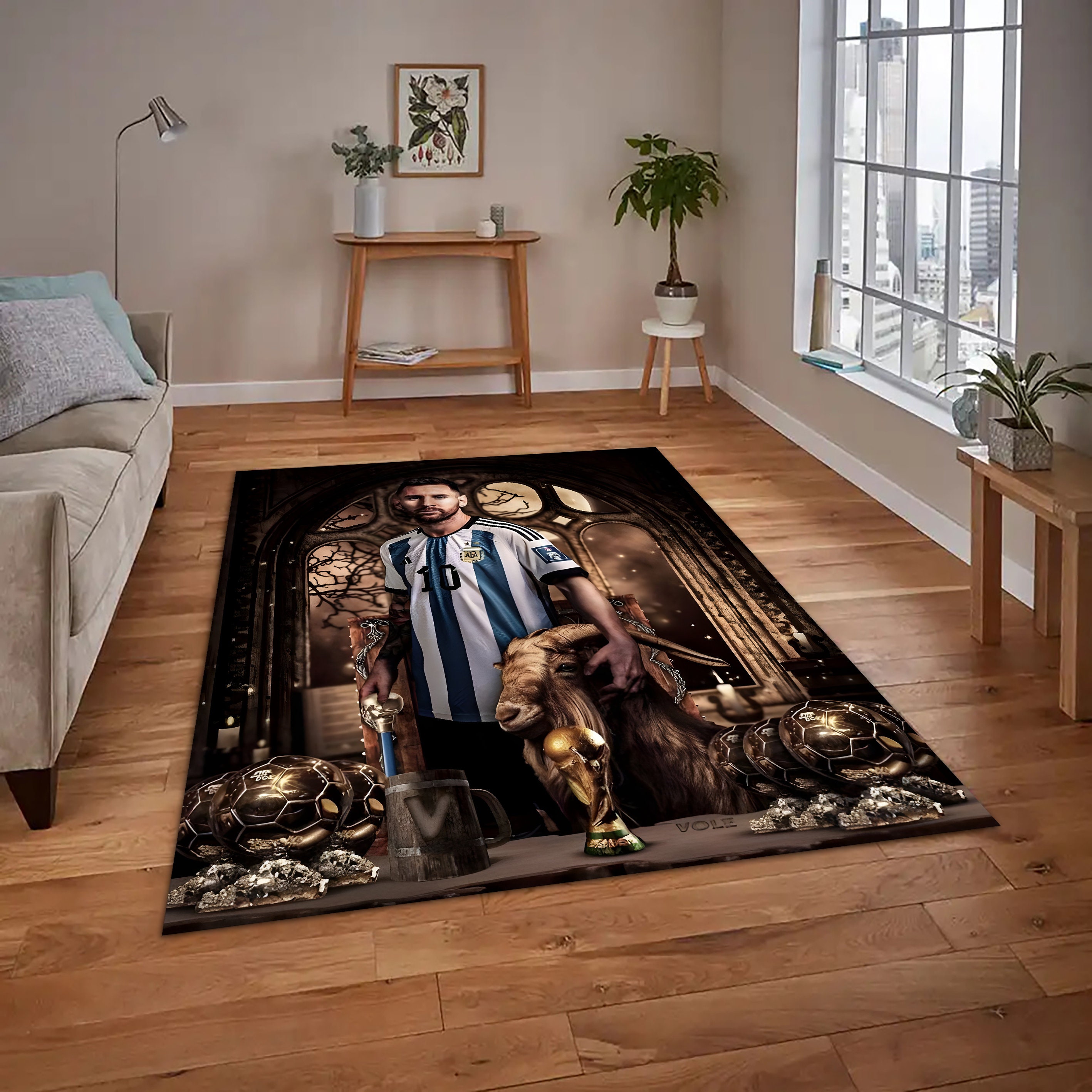 Lionel Messi Rug, Football Rug, Sports Mat, Legend, World Cup Carpet ...