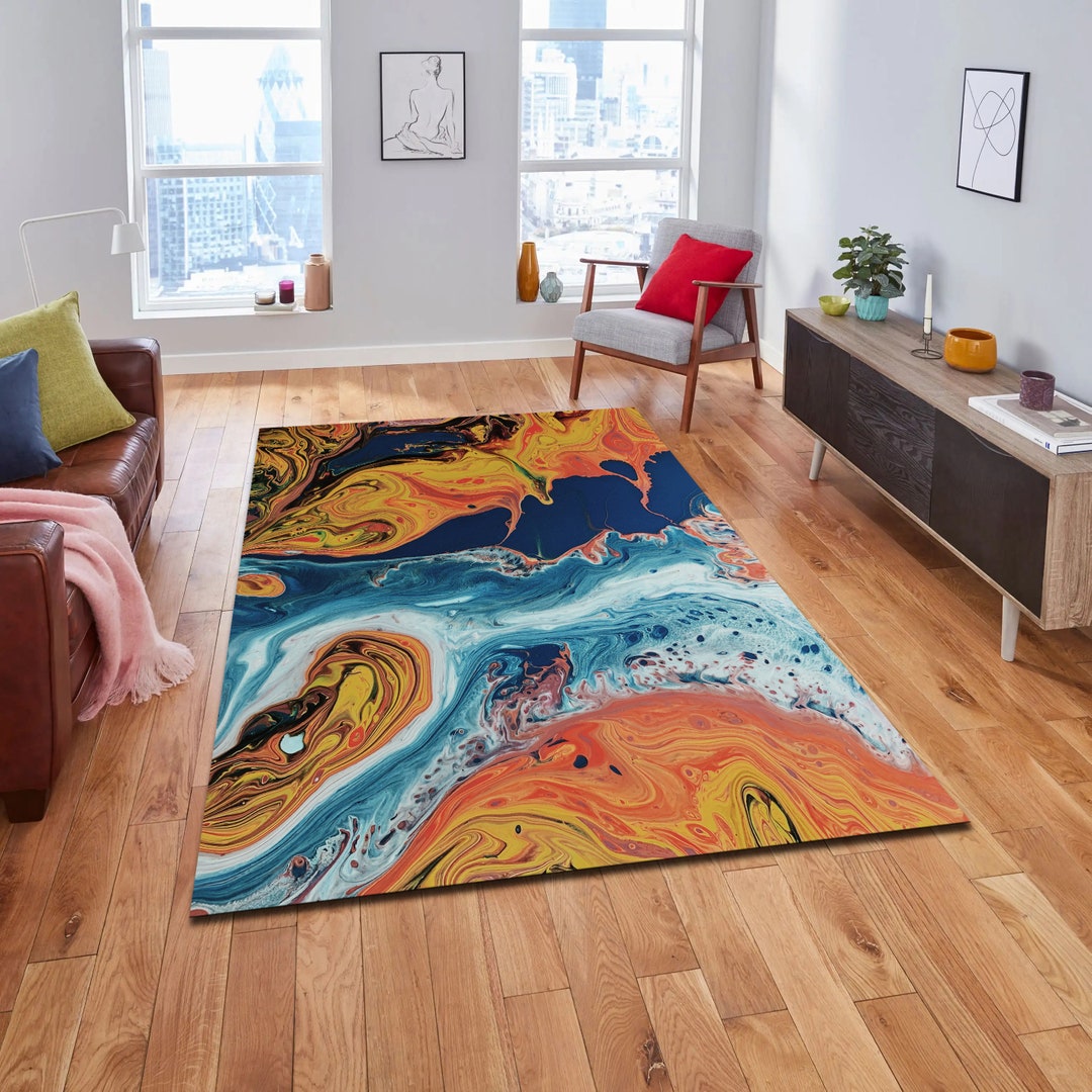Salon Decor, 3D Printed Rugs, Luxury Marble Rug, Abstracct Marble Rug ...