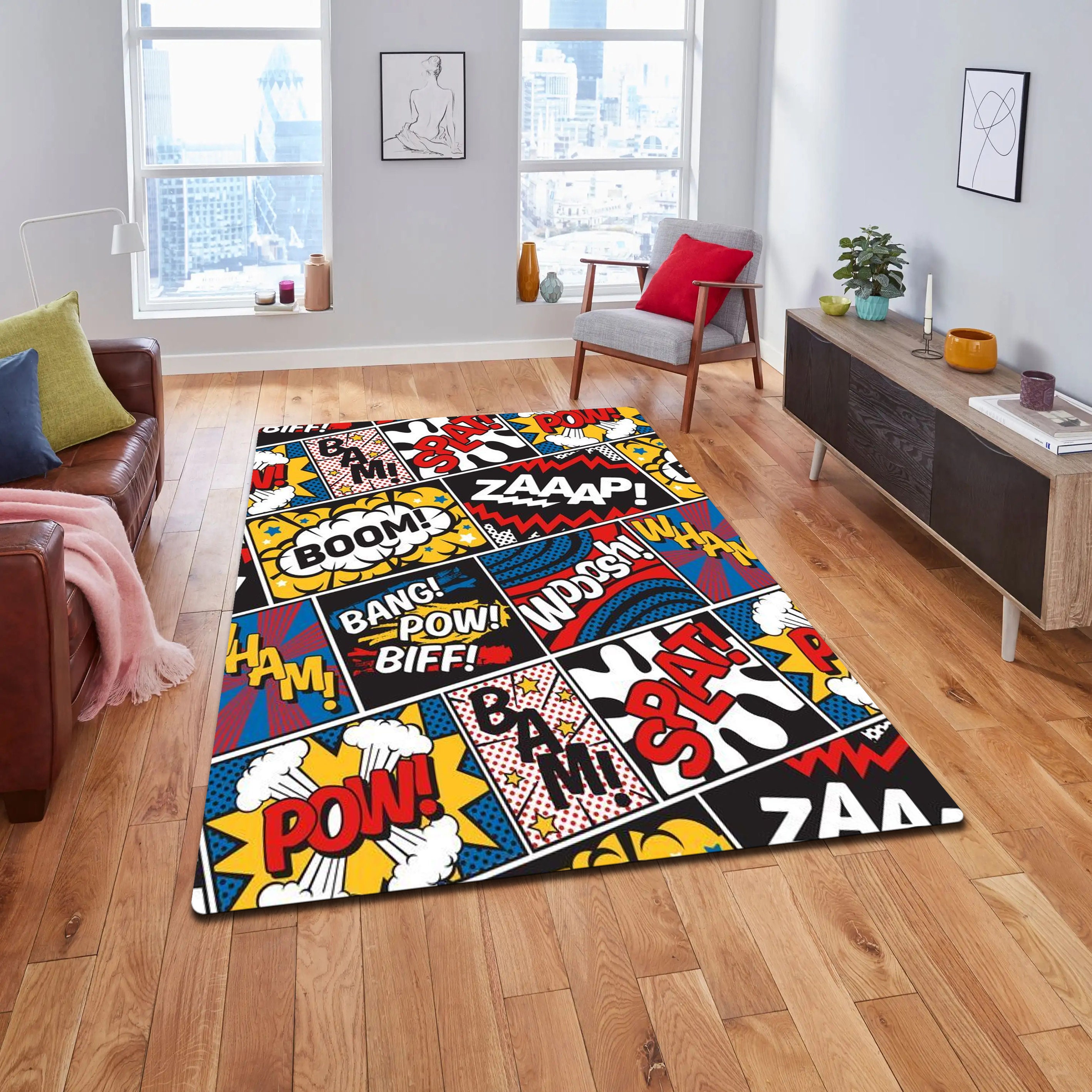 Pop Art Rug Comic Graffiti Rug Zaap Art Rug Modern Art Rug - Etsy