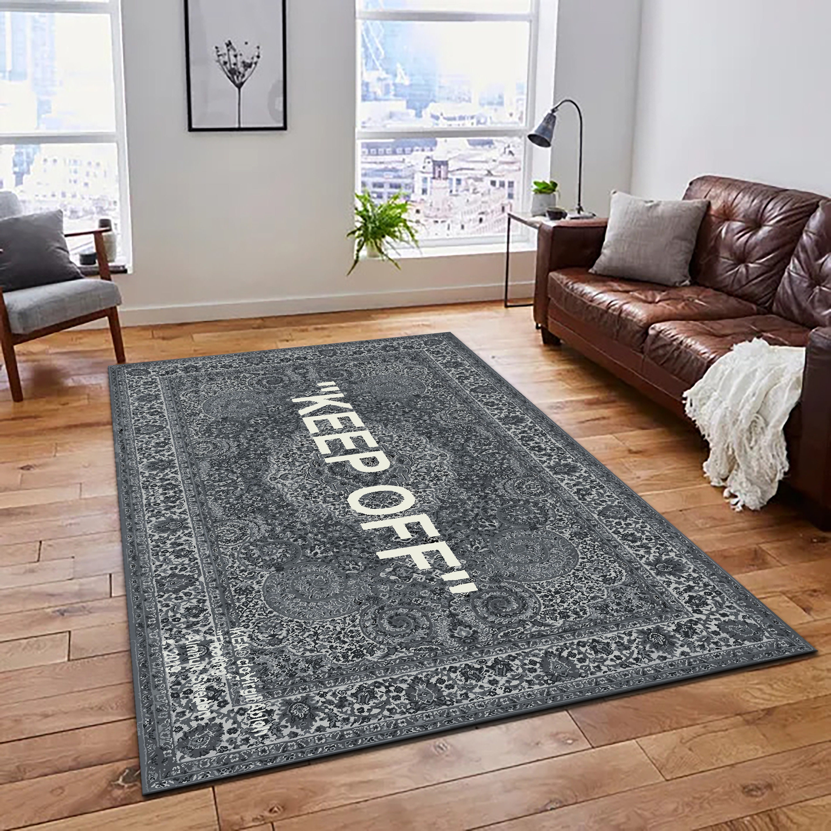 Keep off Rug, off Grey Rug, Traditional Design Carpet, Living Room Rug ...